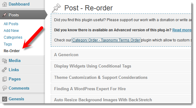 ترتیب‌بندی پست‌ها و گروه‌ها | افزونه‌‌ی Post Types Order | Post Types Order